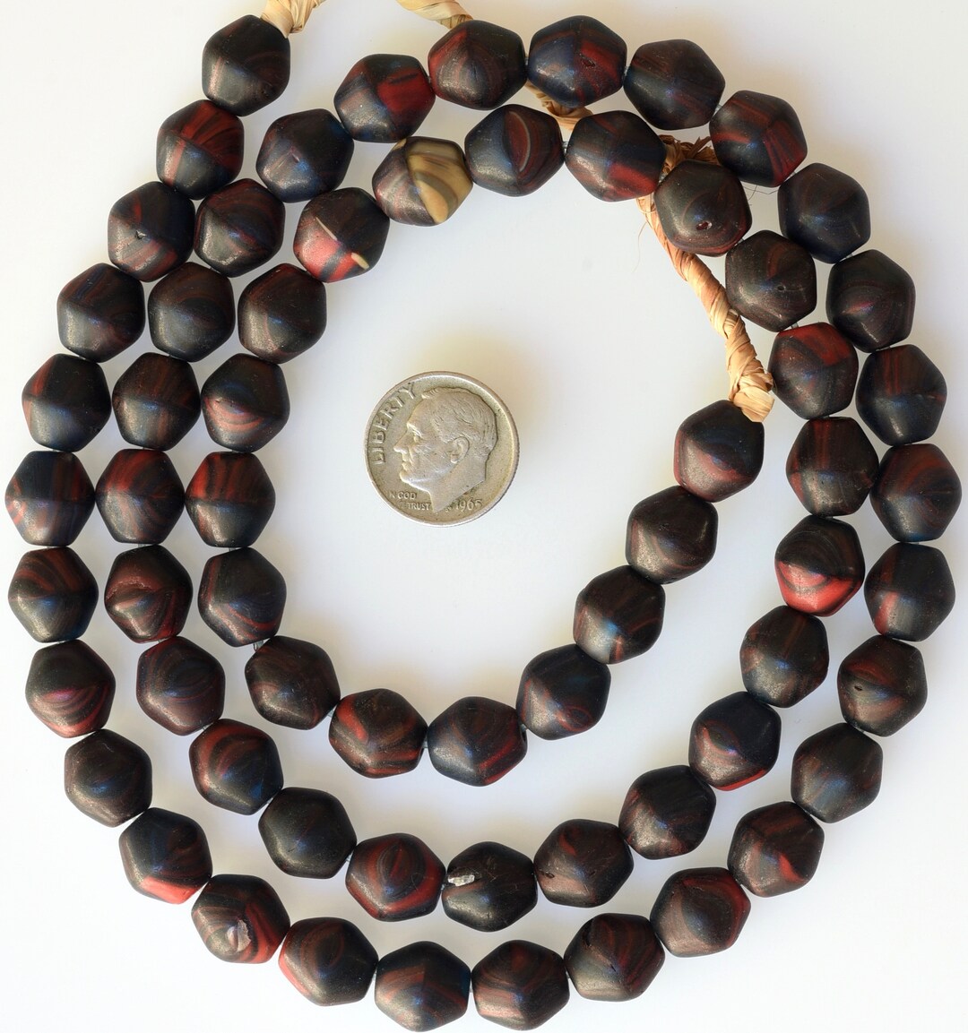 Long 30 Inch Strand of Kakamba Family Bicone Shaped Glass Beads Vintage ...