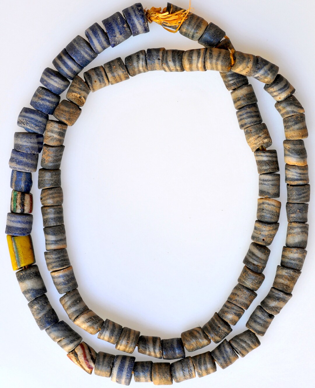 27 Inch Strand of Striped African Powder Glass Beads - Vintage African ...