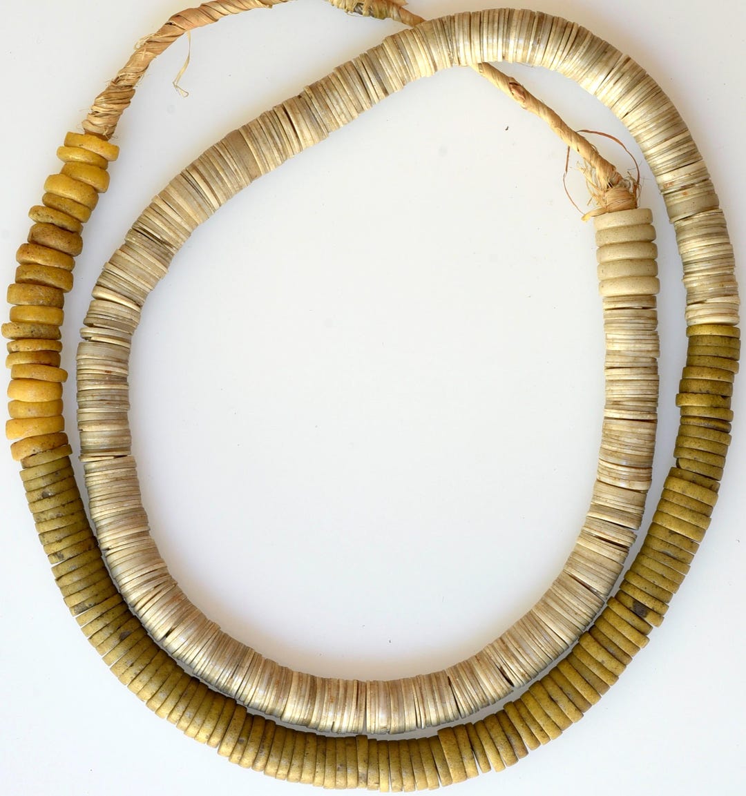 24 Inch Strand of Old Bohemian Glass Disc & Clam Shell Heishi Beads ...