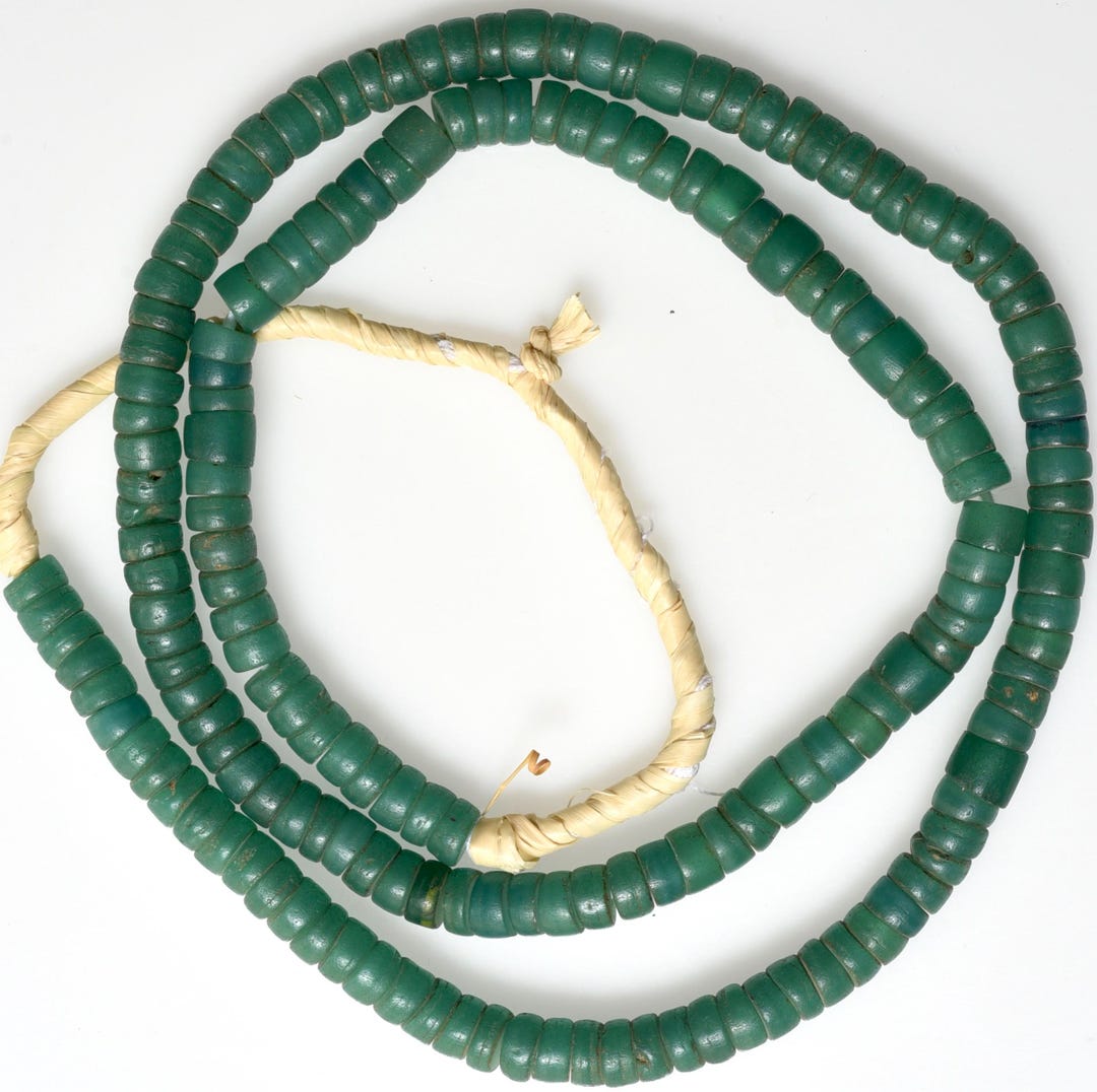 26 Inch Strand of Black Light Green Kakamba Beads - Vintage African ...