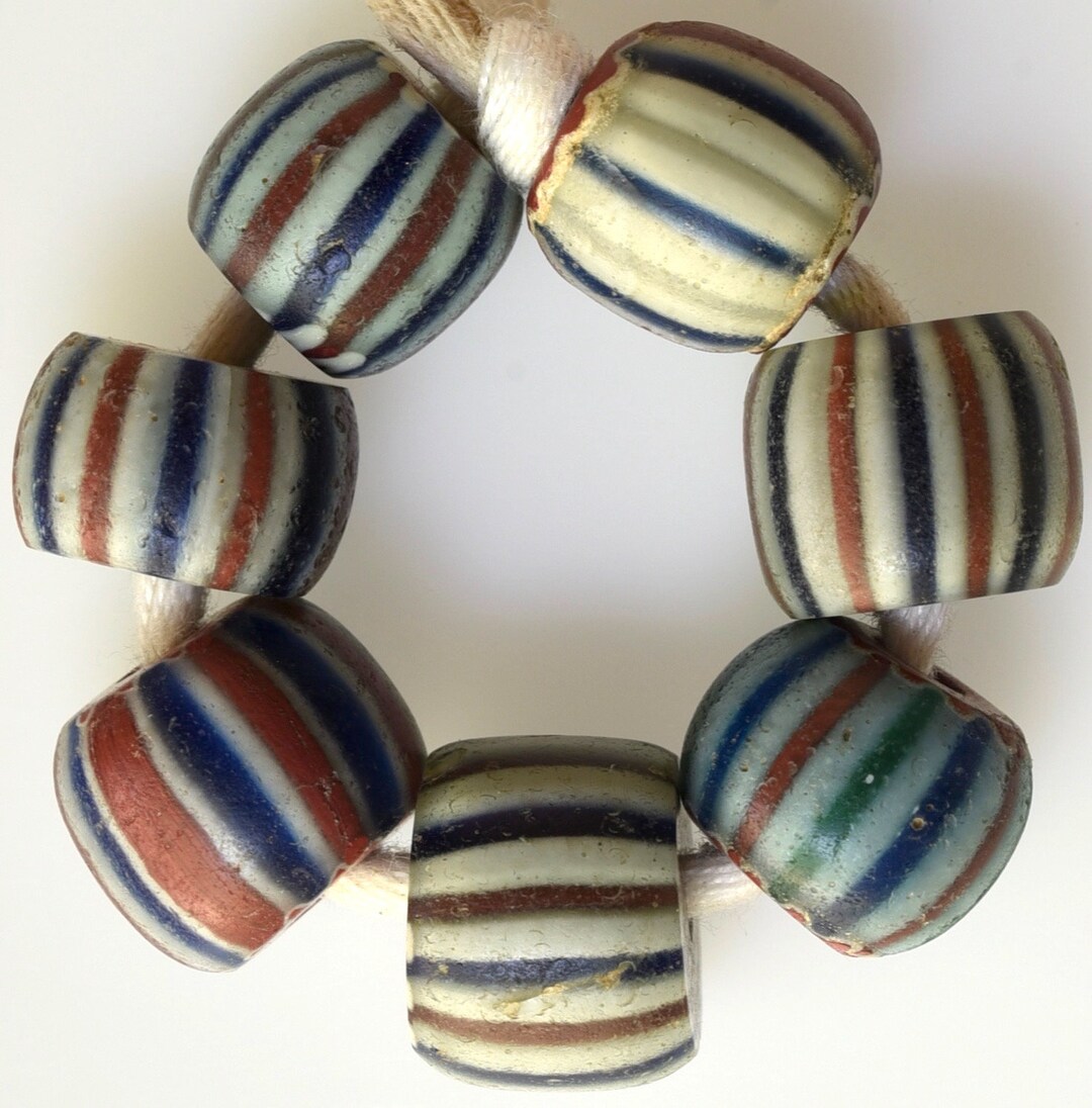7 Mixed Large Sized Antique Venetian Chevron Beads - Vintage African Trade Beads - A2788 - Etsy