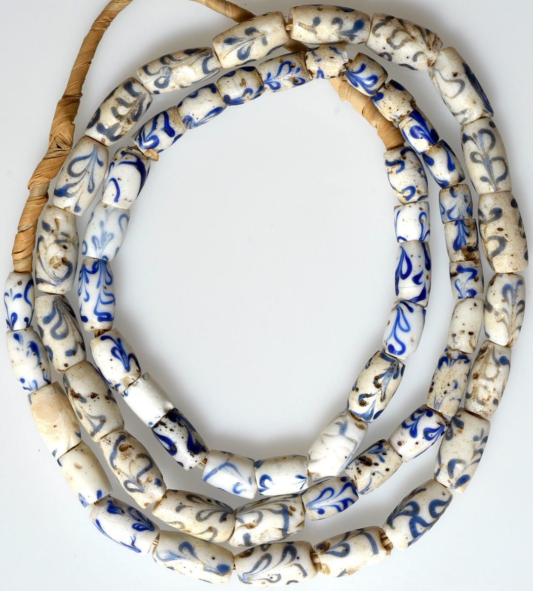 29 Inch Strand of Old Venetian Delft Beads - Vintage African Trade ...