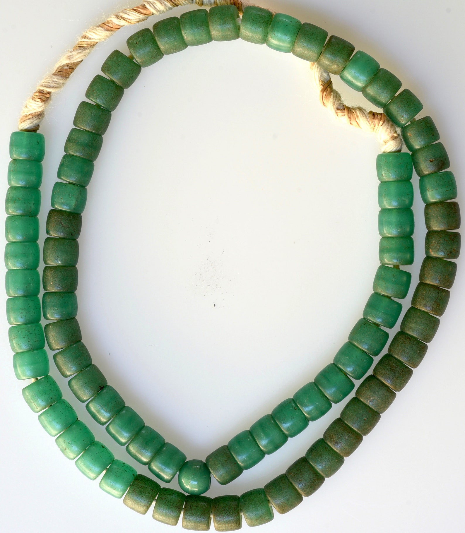 25 Inch Strand of Black Light Green Bohemian Kakamba Beads Vintage ...