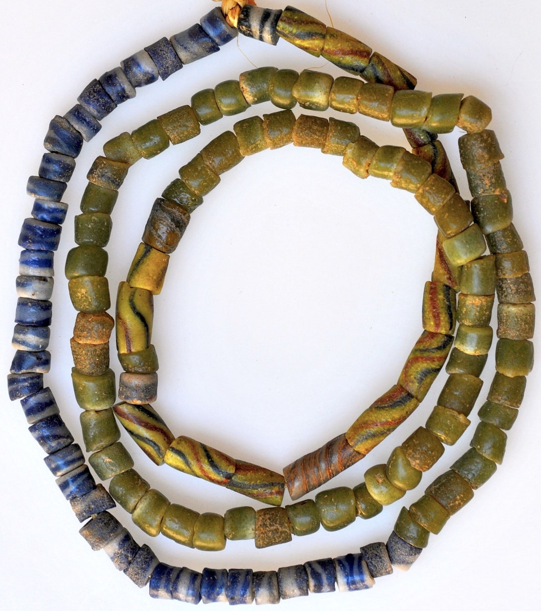28 Inch Strand of Mixed African Powder Glass Beads - Vintage African ...