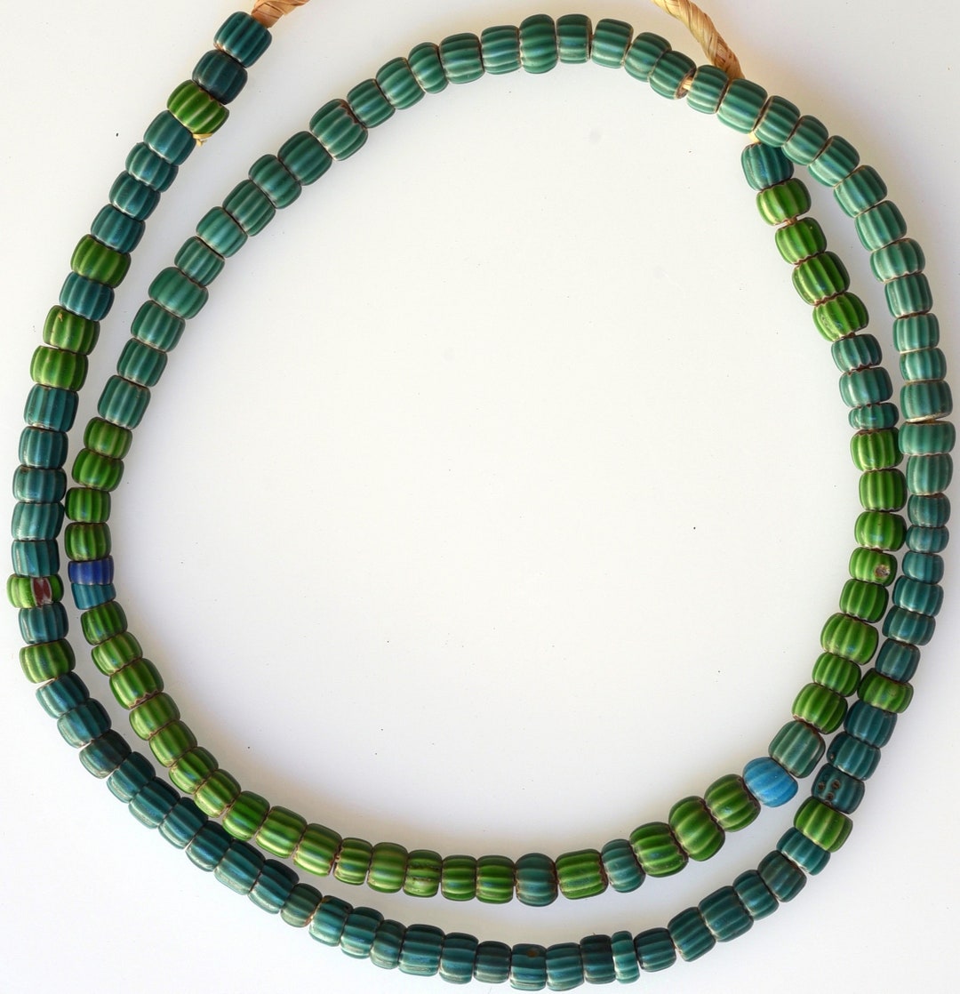 22 Inch Strand of 5mm Mixed Venetian Chevron Beads - Vintage African ...