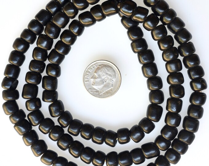 26 Inch Strand of Black Venetian Crow Beads - Vintage African Trade ...