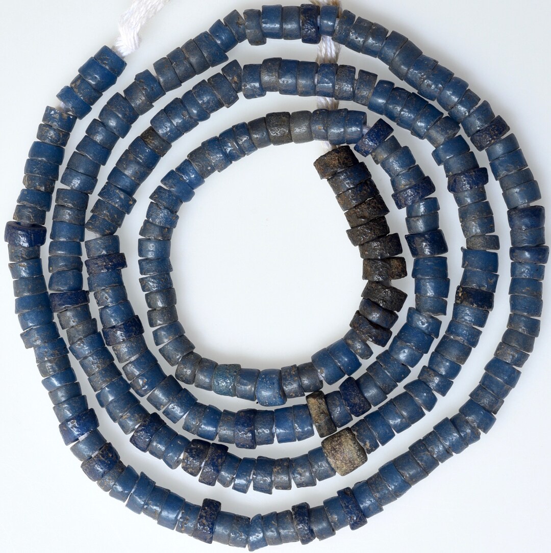 Long 32 Inch Strand of Blue African Sand Cast Beads Vintage - Etsy