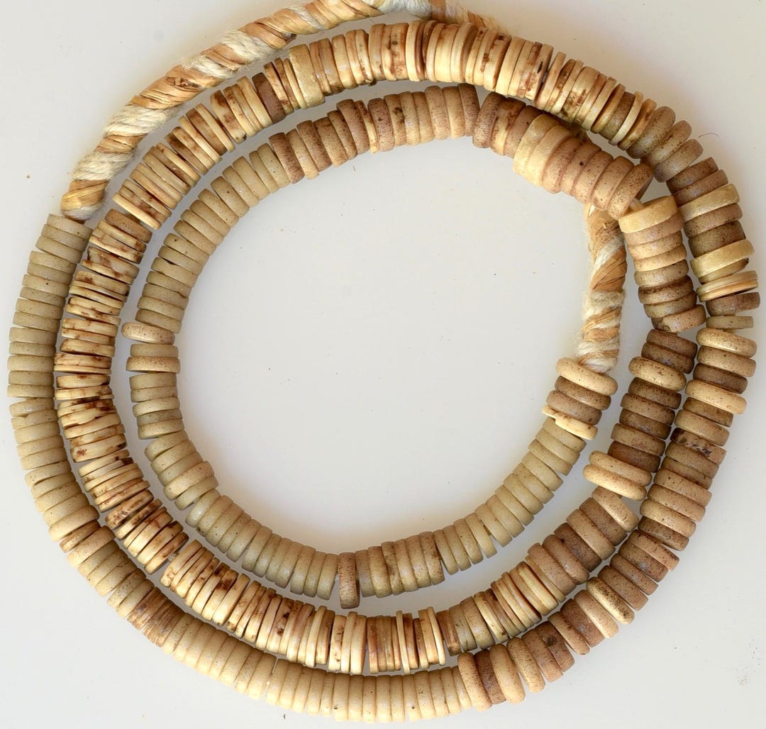 26 Inch Strand of Old Bohemian Glass Disc & Clam Shell Heishi Beads ...