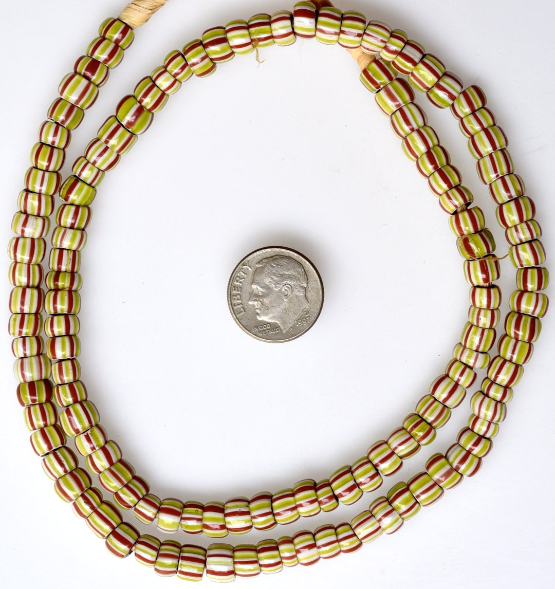 24 Inch Strand of Striped 6mm Venetian Chevron Beads - Vintage African ...