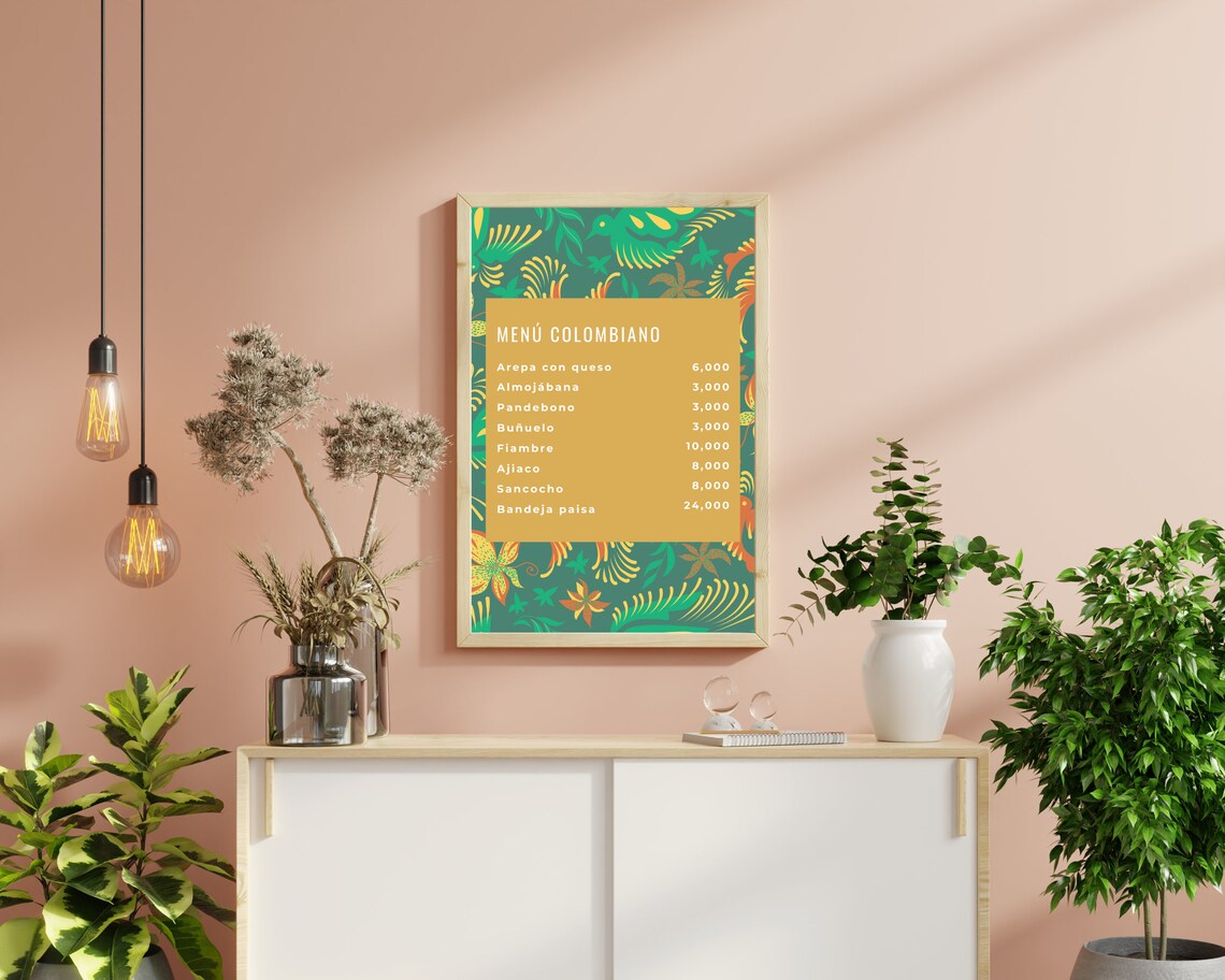Colombian Menu Digital Print | Menú Colombiano | Tropical Wall Art ...