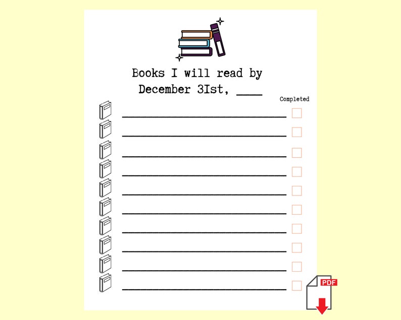 Books I Will Read Yearly Checklist, for School or at Home, Printable ...