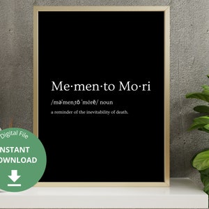 Memento Mori Dictionary Definition Style Digital Print Stoic Quote ...