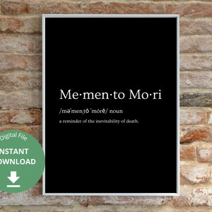Memento Mori Dictionary Definition Style Digital Print Stoic Quote ...