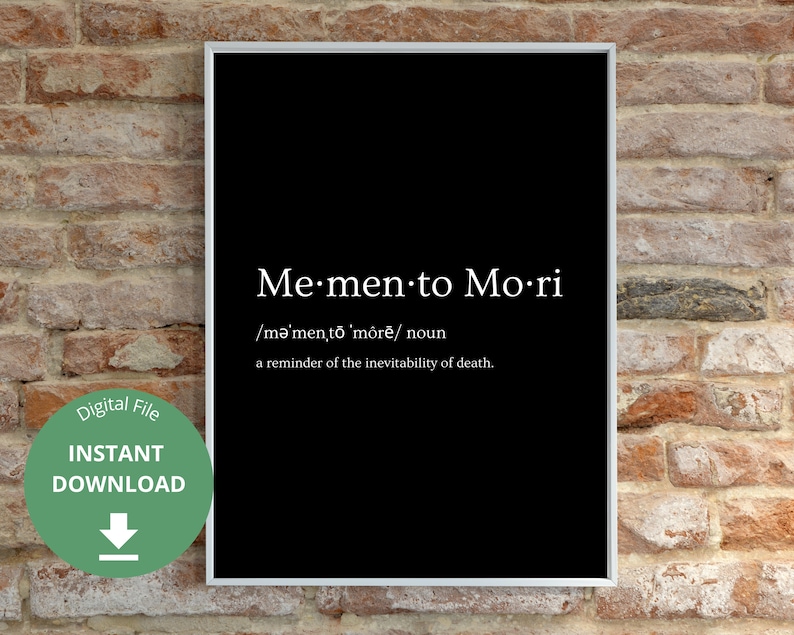 Memento Mori Dictionary Definition Style Digital Print Stoic - Etsy