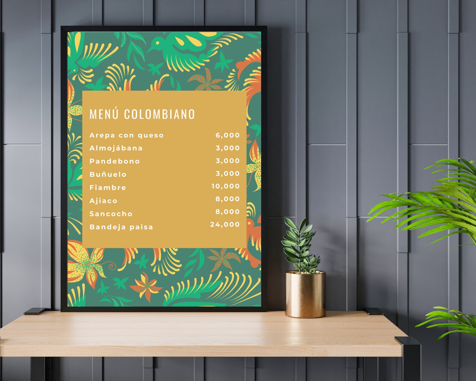 Colombian Menu Digital Print | Menú Colombiano | Tropical Wall Art ...