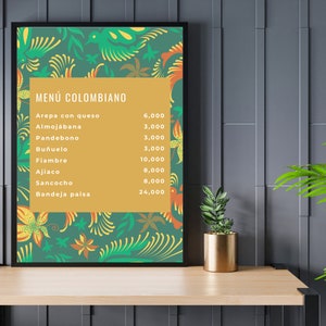 Colombian Menu Digital Print | Menú Colombiano | Tropical Wall Art ...