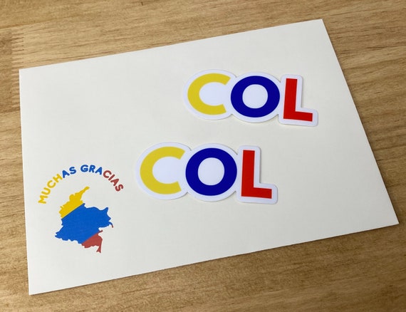 Colombia COL Letters 2 Sticker Set Country Flag Colors Yellow - Etsy UK