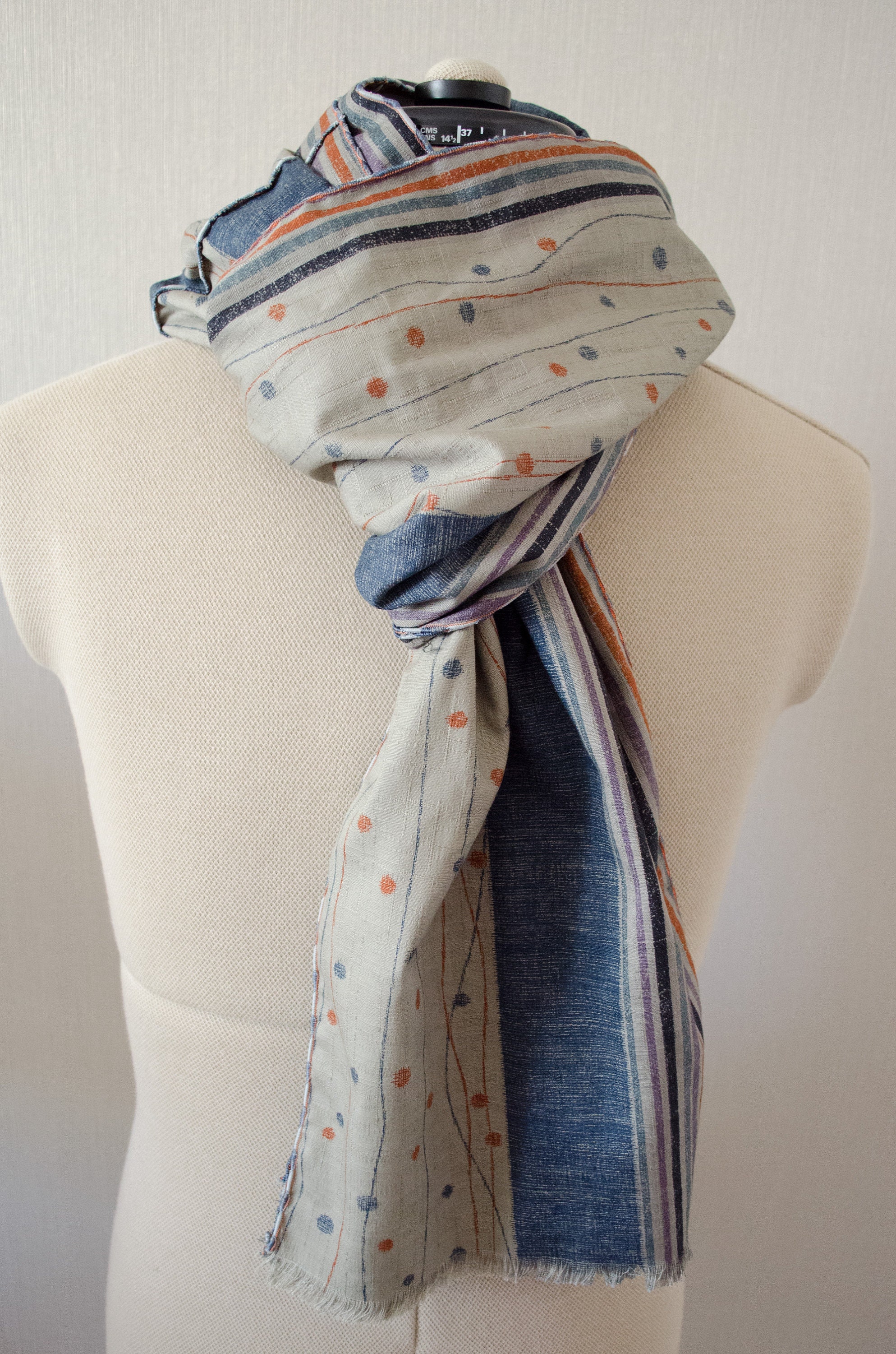 Japanese Traditional Kimono Pattern Patchwork Scarf With Wave - Etsy