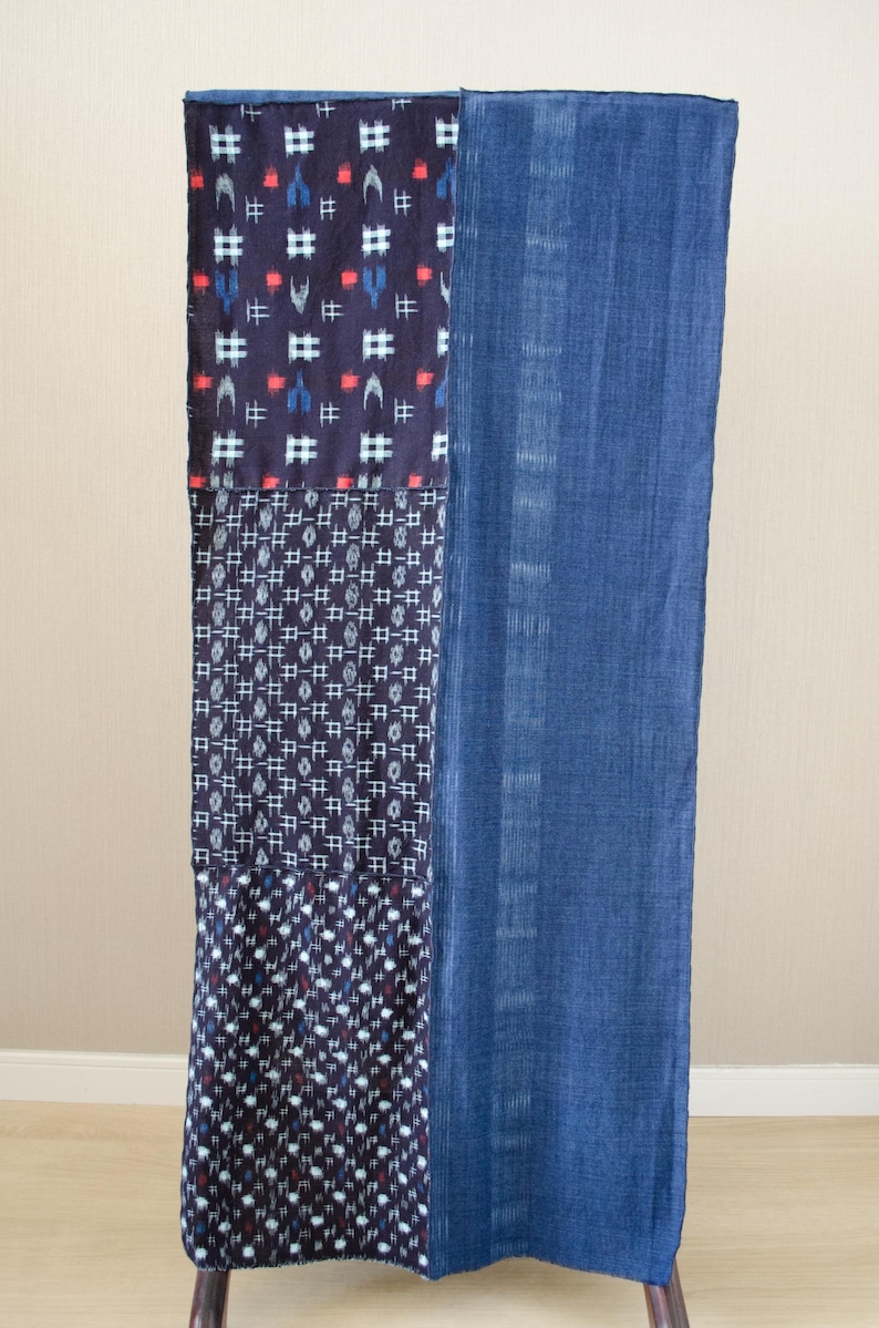 Japanese Aizome (indigo Dyeing), Kasuri Fabric Patchwork Scarf With ...