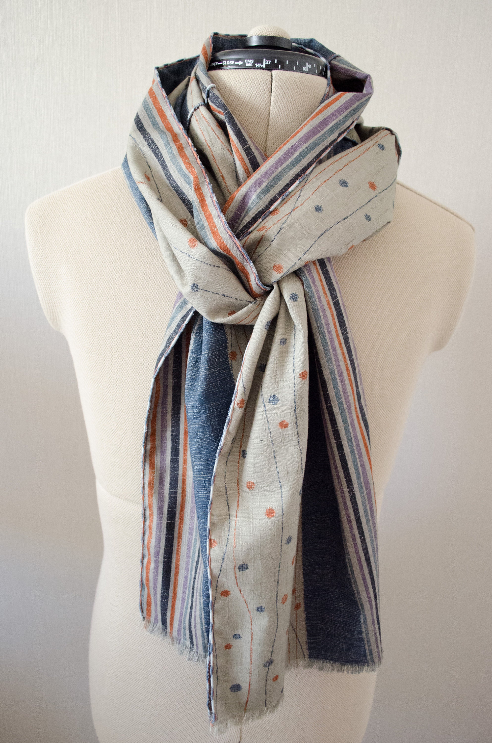 Japanese Traditional Kimono Pattern Patchwork Scarf With Wave - Etsy