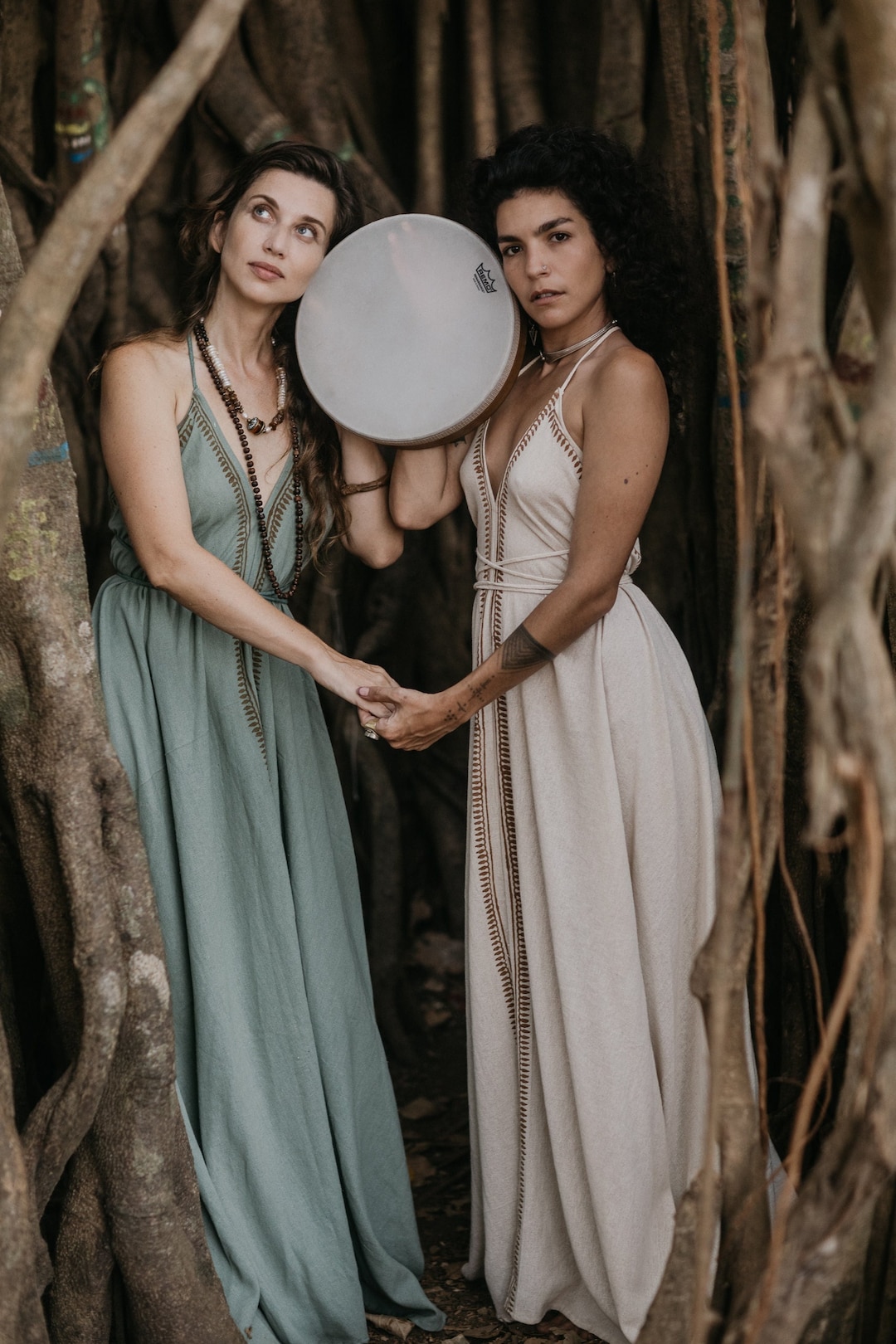 Dress 'gaïa' Dress in off White or Sage Green Goddess Cotton Boho ...