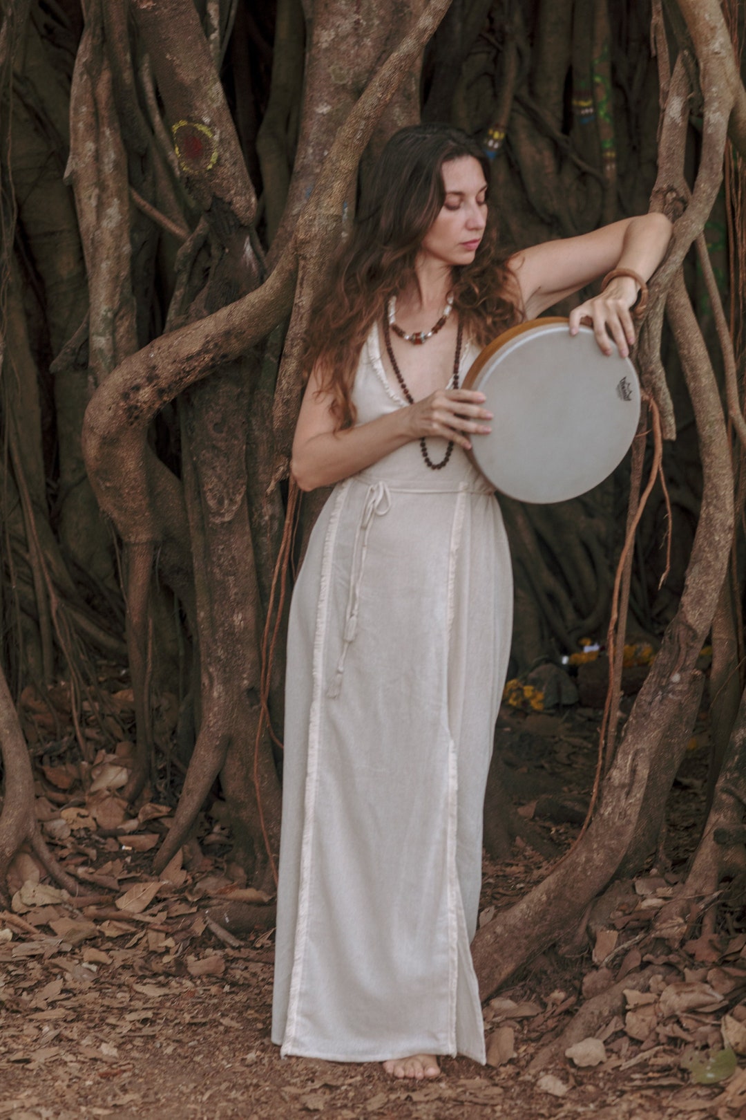 Wrap Dress 'liya' off White Goddess Fringe Cotton Boho Chique Style ...