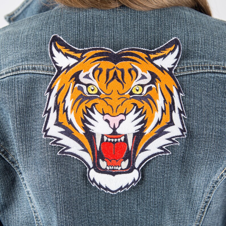 Tiger Patch Biker Patch Embroidered Patch Iron on Patch Large Patch Bag ...