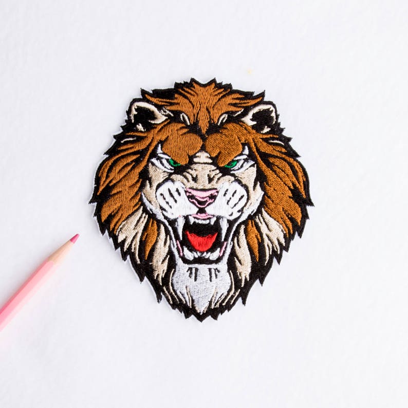 Lion Patch Biker Patch Embroidered Patch Iron on Patch Large | Etsy