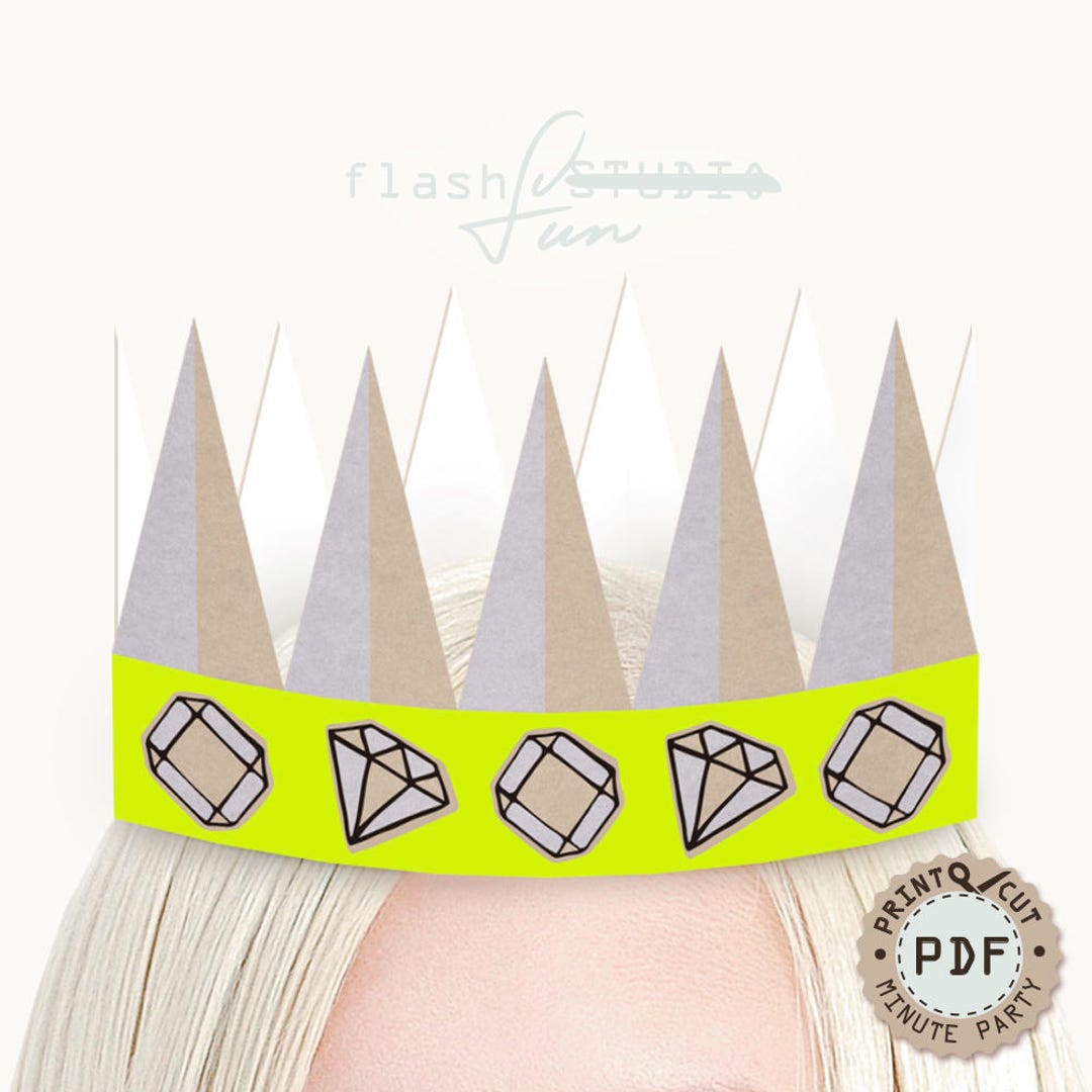 Woman Printable Crown Paper Crown Template Green Crown Neon - Etsy