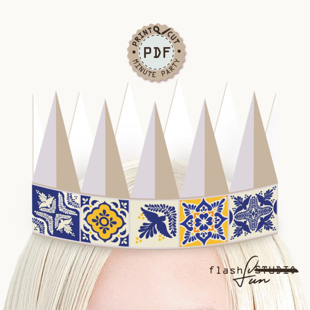 Printable Crown, Printable Party Hat, Blue Crown, Mexican Hat, Birthday ...