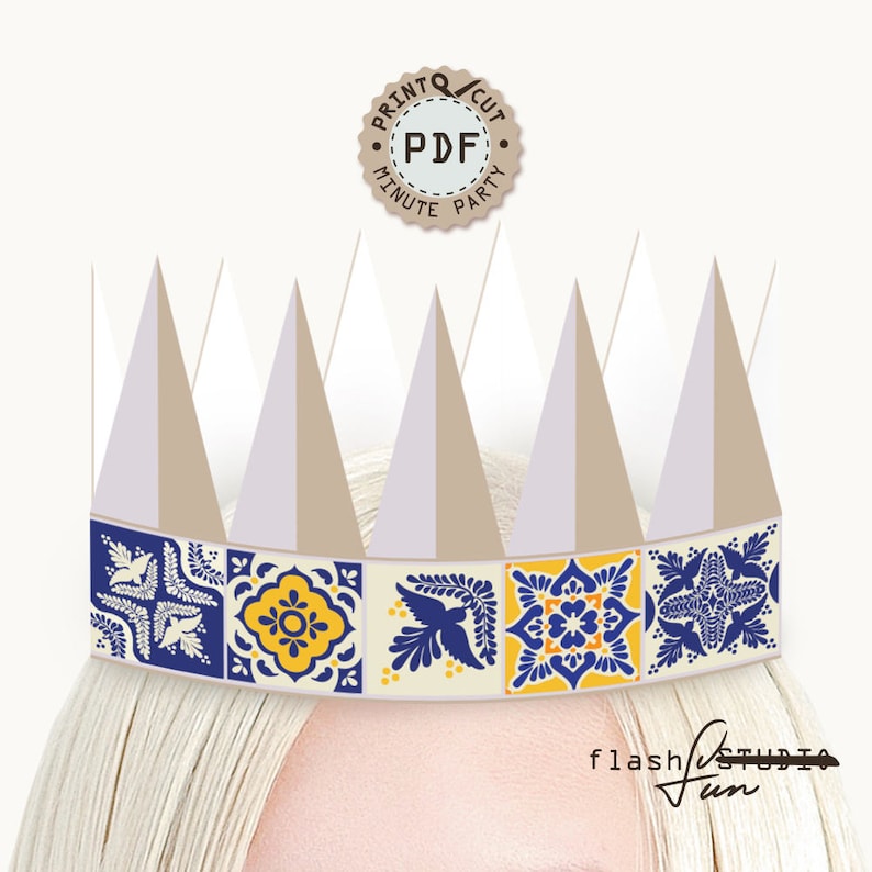 Printable Crown Printable Party Hat Blue Crown Mexican Hat - Etsy