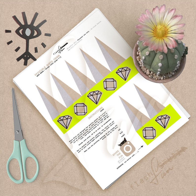 Woman printable crown paper crown template green crown neon | Etsy