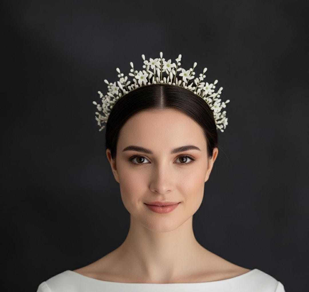 Inspired by an Ancient Wax Crown, Handmade With Cold Porcelain, Bridal ...