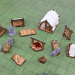 Adventurers Camp Set, Dnd, Pathfinder, Frostgrave, TTRPG 28mm Terrain ...