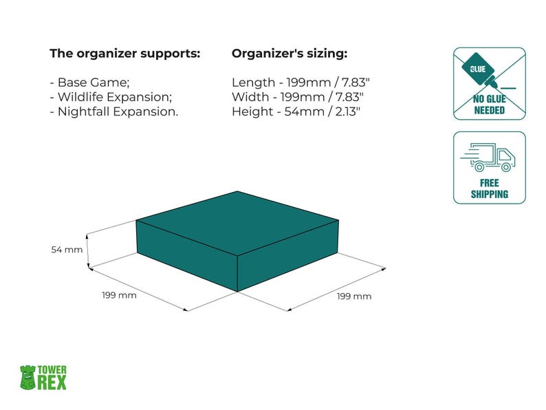 Organiseur pour Parks + Wildlife, extensions Nightfall, insert de ...
