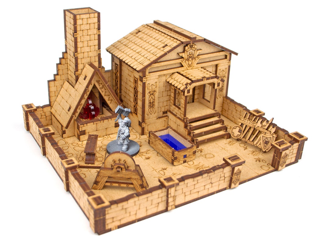 Dwarven Smithy Terrain, Fantasy Terrain, 28mm Scale, Dungeon and Village Terrain Sets by ...