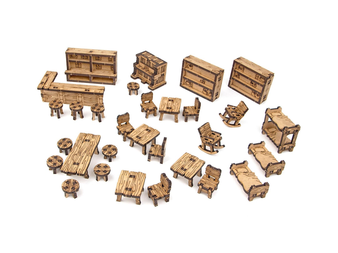 Barkeep's Furniture Set, TTRPG 28mm Dnd Terrain, Frostgrave, Dungeons ...
