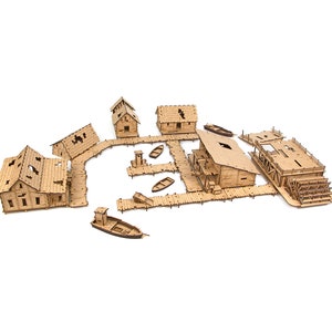 Fisher's Hamlet Terrain Set, Wargaming Terrain, Pathfinder, Dnd, TTRPG ...