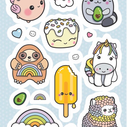 Kawaii Stickers A6 Vinyl Sticker Sheets Cute Stickers | Etsy