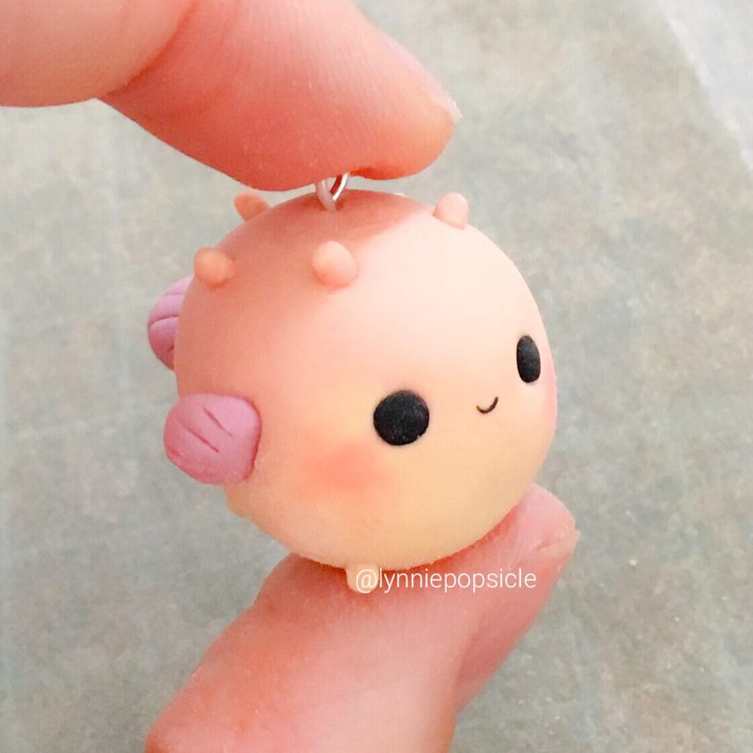 Kawaii Puffer Fish Charm, Pufferfish Charm, Polymer Clay Charms ...
