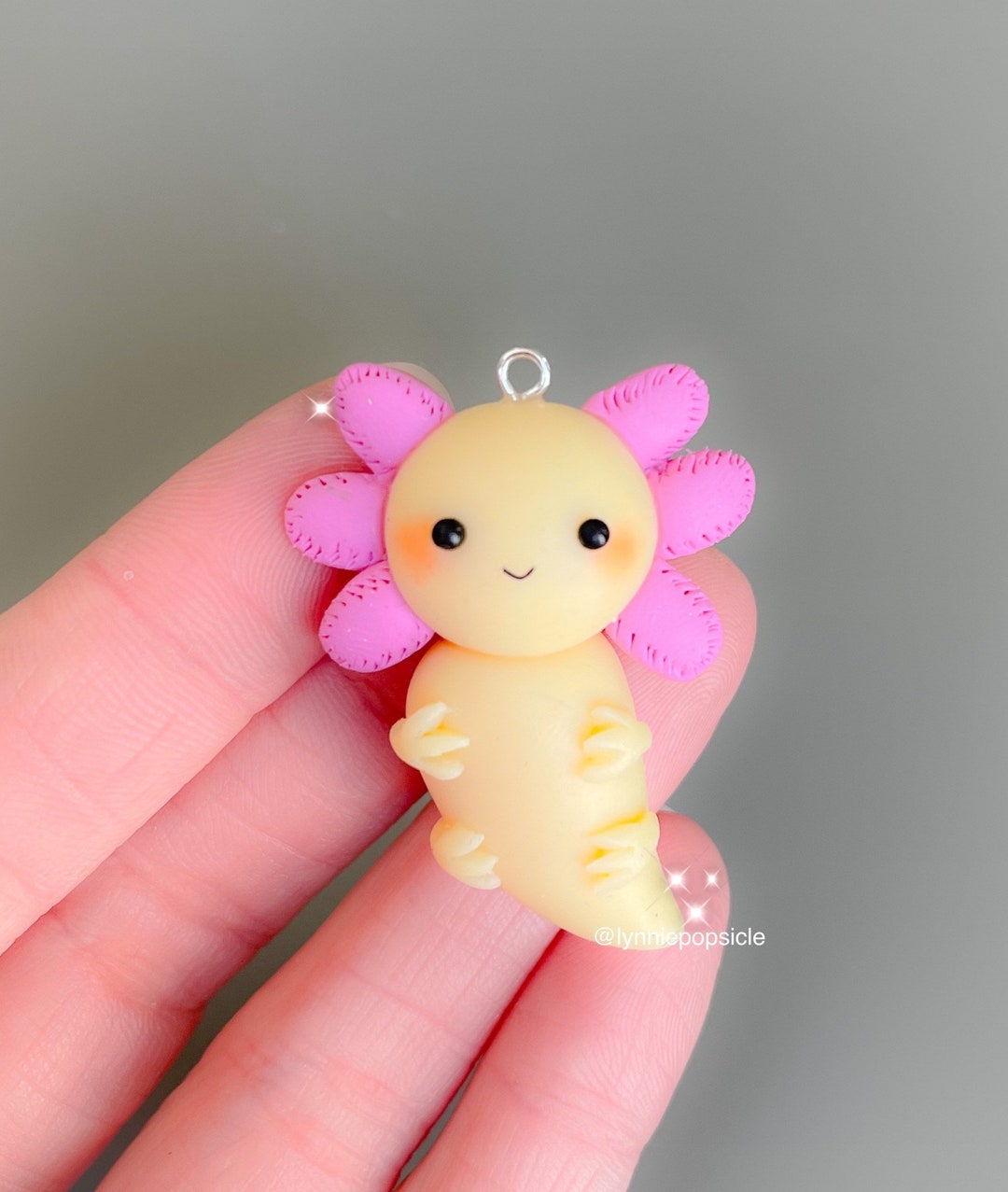 Kawaii Axolotl Charm, Polymer Clay Charms, Axolotl Keychain, Keyring ...