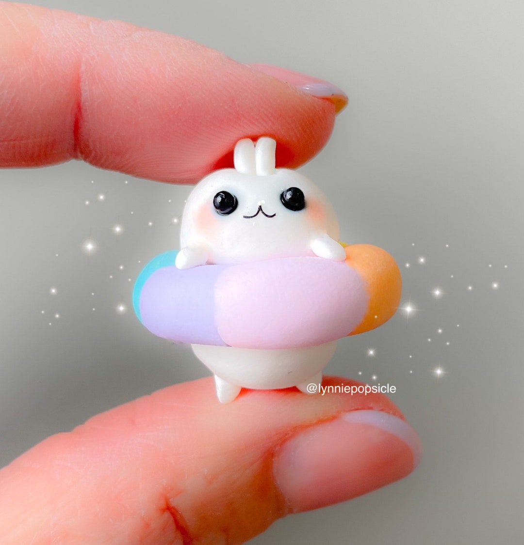 Cute Rabbit Charm Polymer Clay Rabbit Kawaii Charms Polymer - Etsy