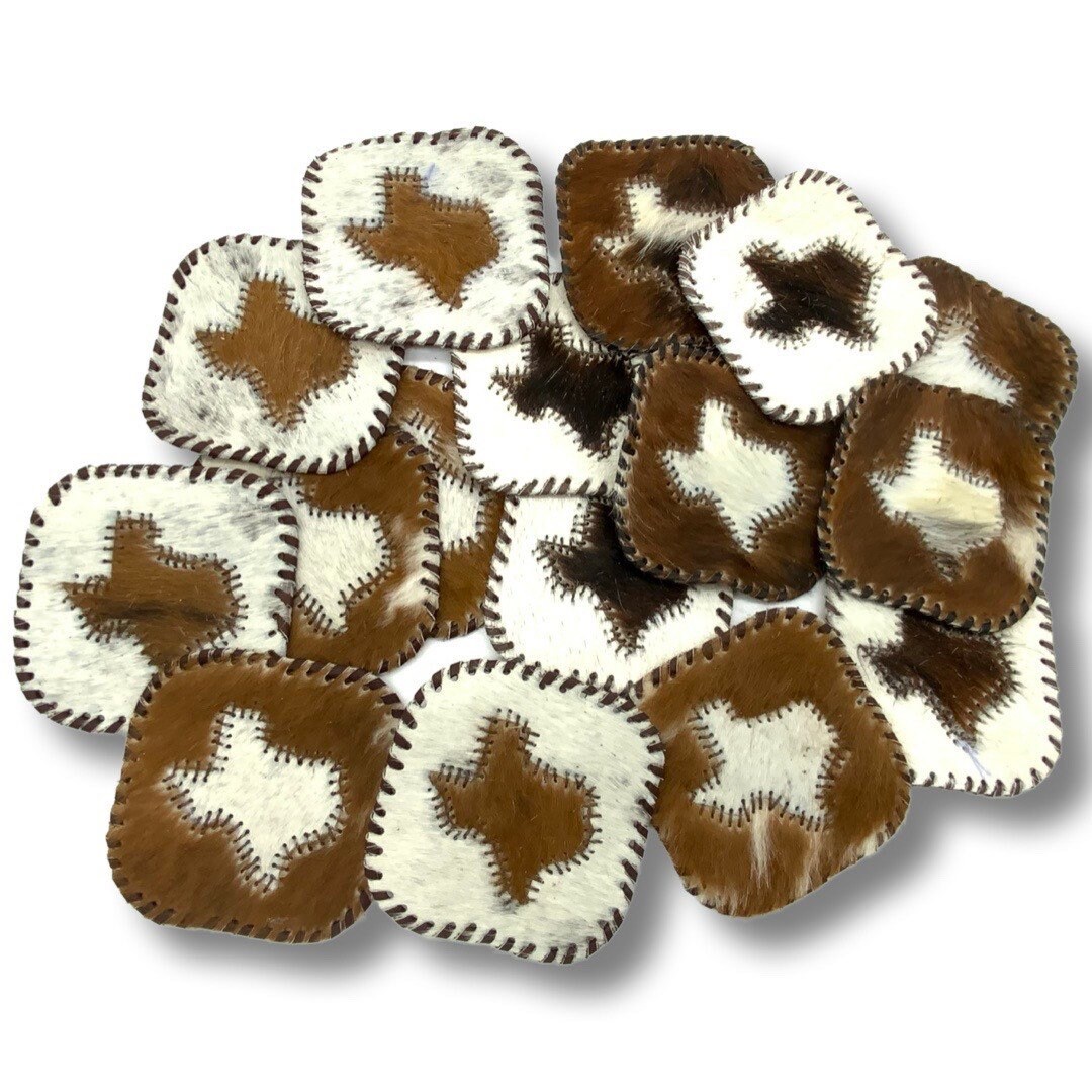 COWHIDE Square With TEXAS Leather Lace Coasters Assorted Mix Colors ...