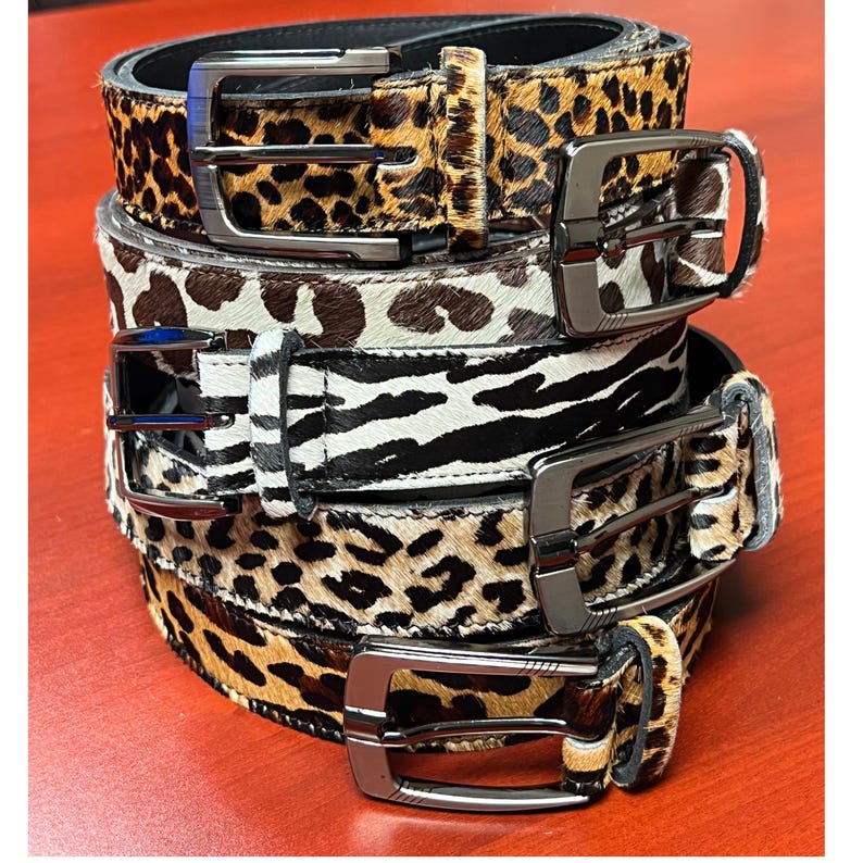 Cowhide Animal Print Belt: Hair-on Leather, Boho Western Style / WIDTH ...