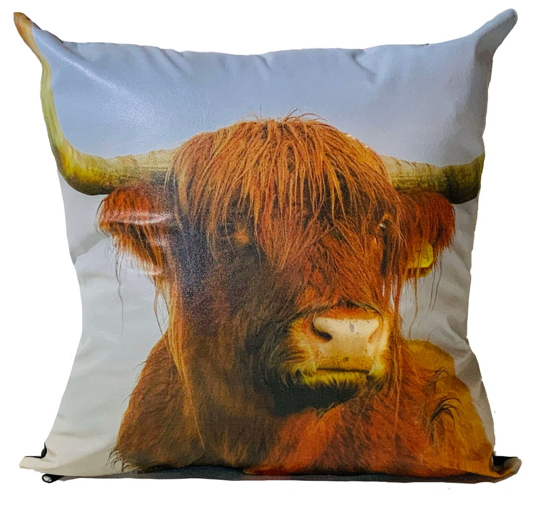 Highland Cow Pillow Leather Throw Pillow Image Pillow - Etsy