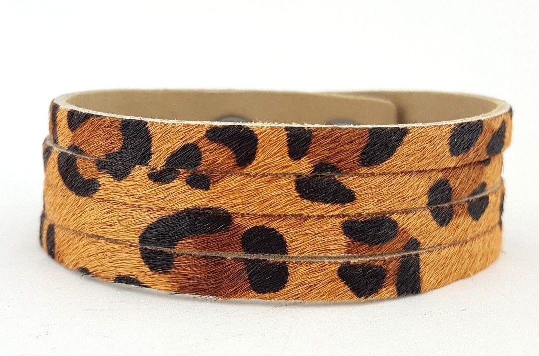 DIY Cuff Genuine Cow Leather in Leopard Printed Stripes Wrist Band - Etsy