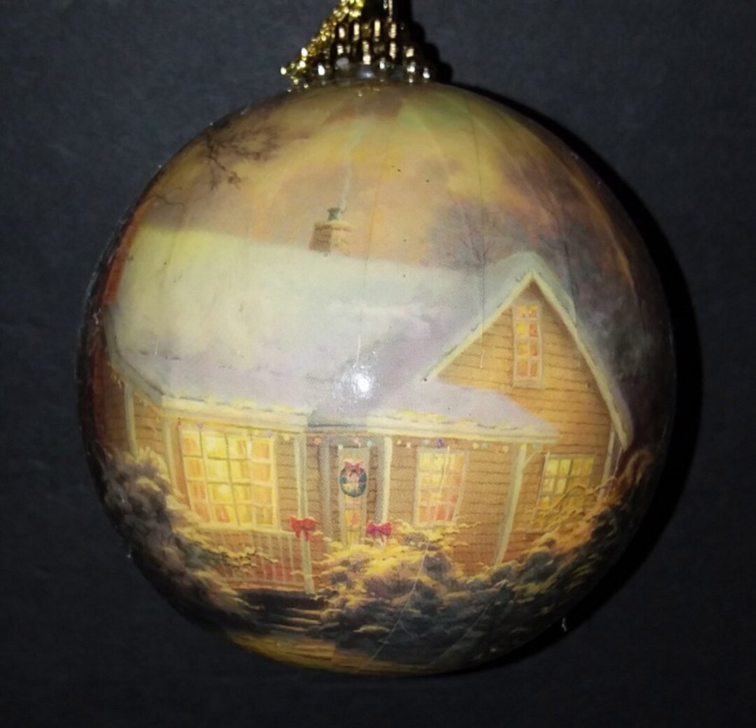 Old World Winter Cabin Scene Christmas Ornament 1982 - Etsy