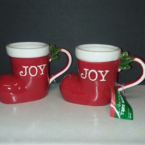Sleigh Bell Bistro Santa Boot Mugs Set of 2 - Etsy