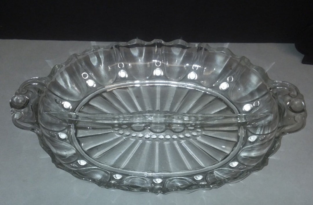 Crystal Clear Glass 2 Handle Divided Serving Tray - Etsy