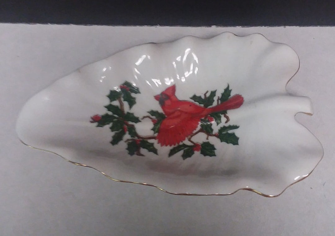 Lefton Cardinal Leaf Porcelain Serving Dish #1207 - Etsy